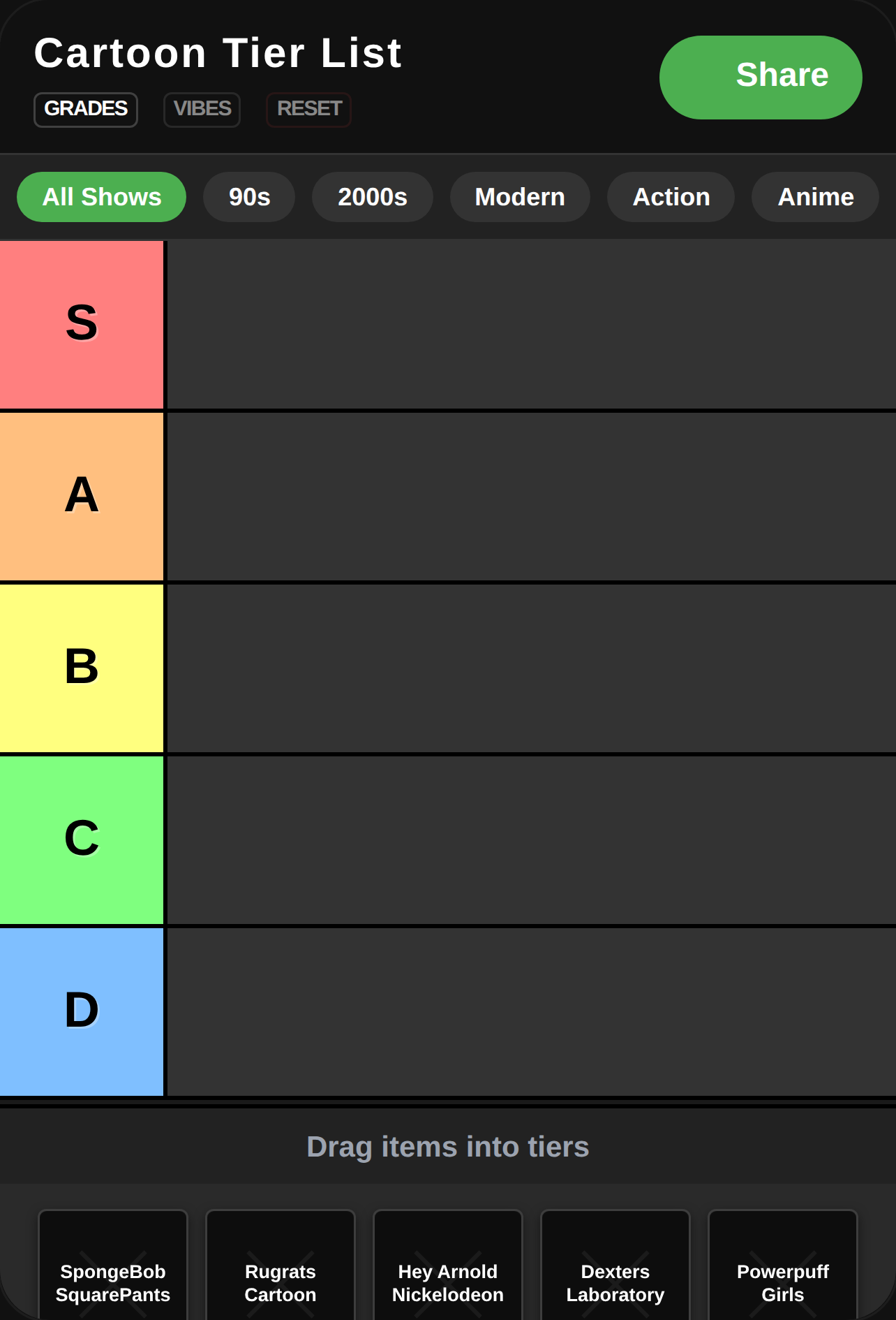 Cartoon Tier List - Free Tier List Maker Online | Sekai